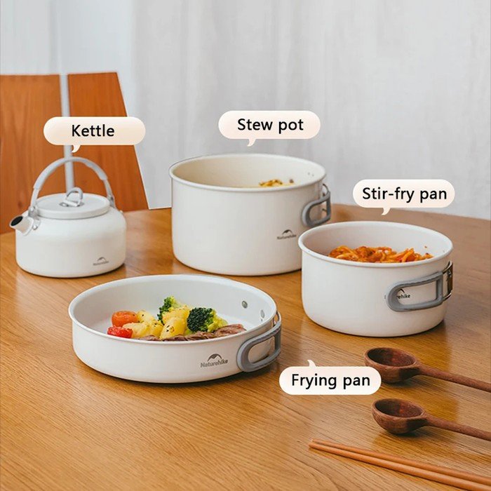 Stackable Cooking Set Ceramic Non-Stick Pot Set Naturehike CNK2450CF013 ...